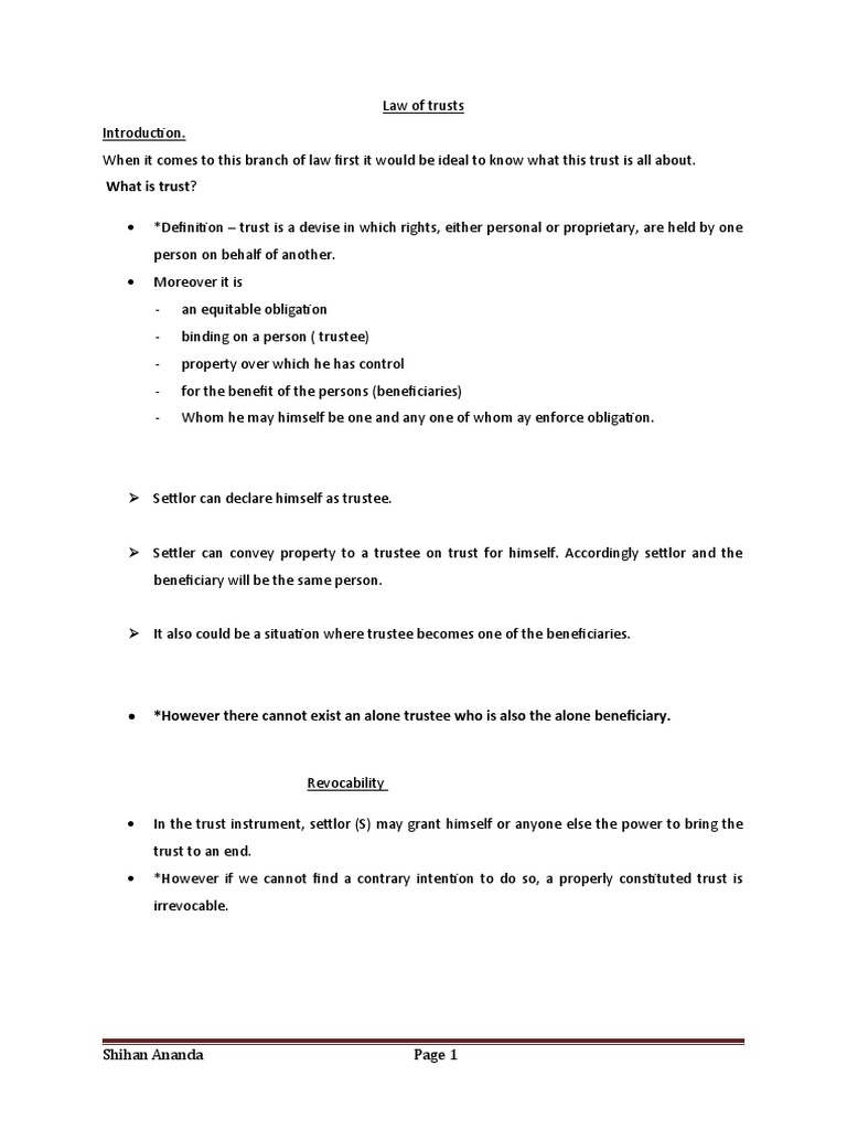 Trust Lesson One | Download Free PDF | Trust Law | Beneficiary (Trust)