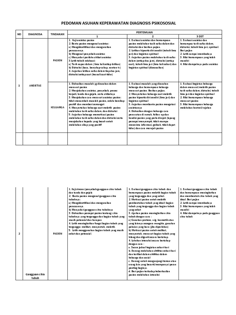 Pedoman Draft Matriks Diagnosis Psikososial 2017 | PDF