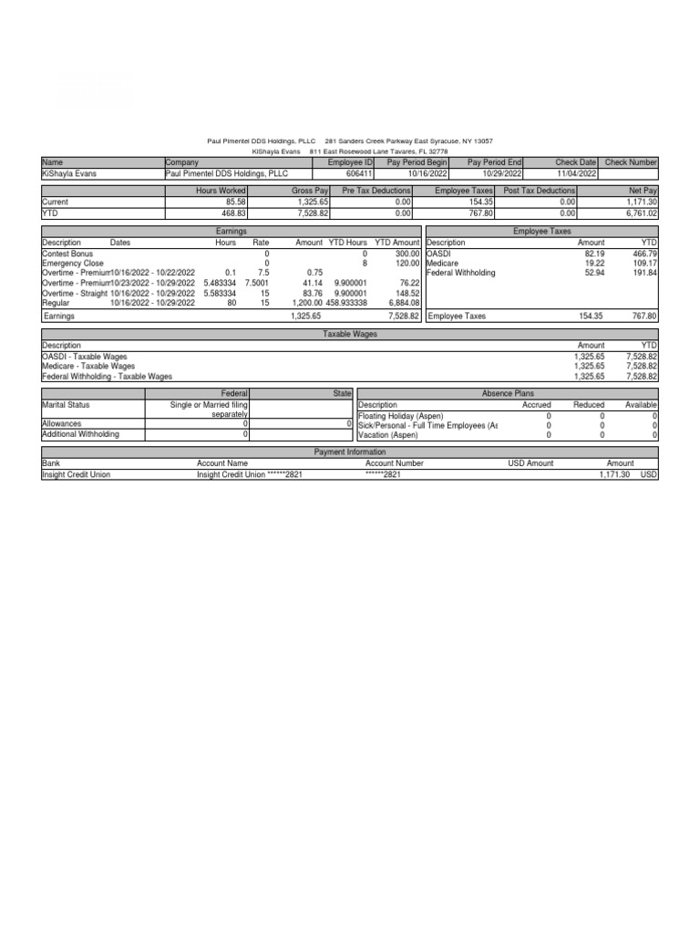 Custom Payslip 11 13 2022 | PDF