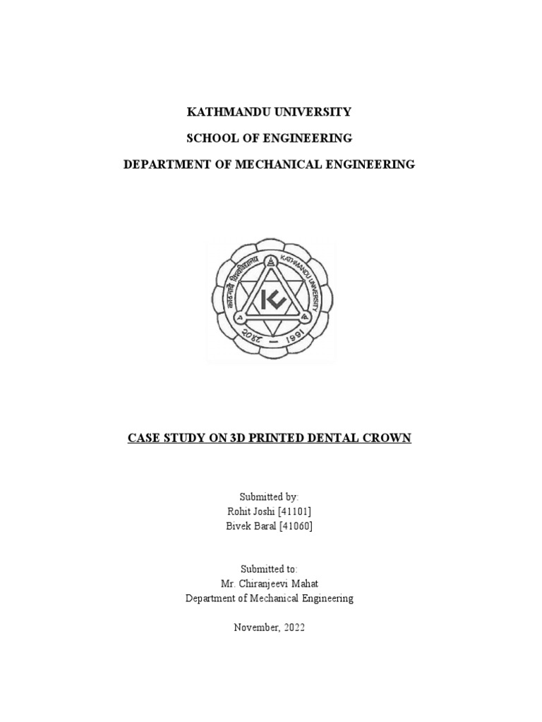 3D Printed Dental Crown Study | PDF | 3 D Printing | Human Tooth