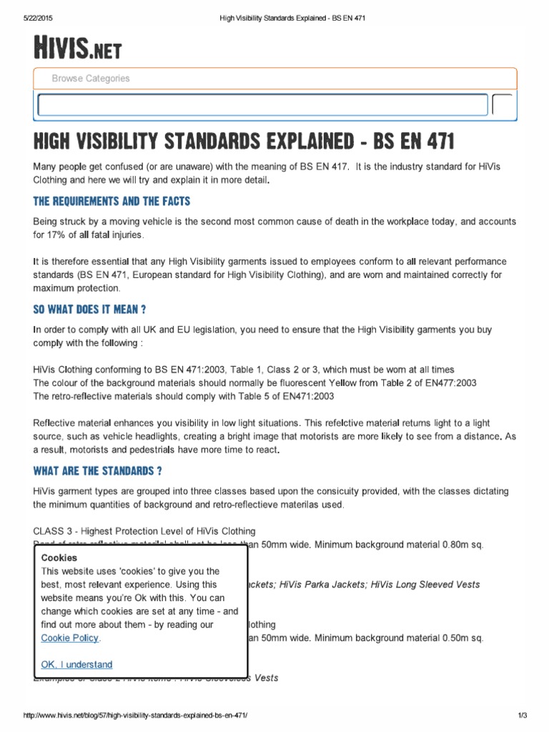 High Visibility Standards Explained - BS en 471 | PDF