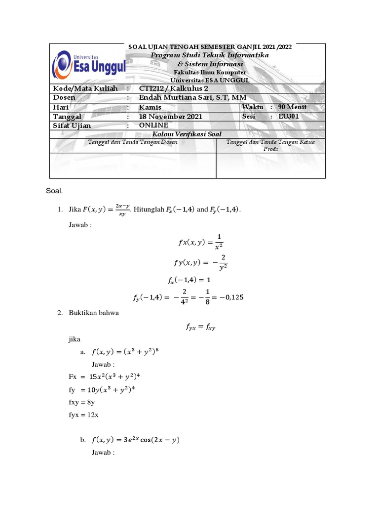 UTS Kalkulus 2 | PDF
