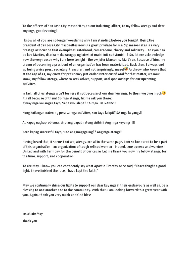 Induction Speech | PDF