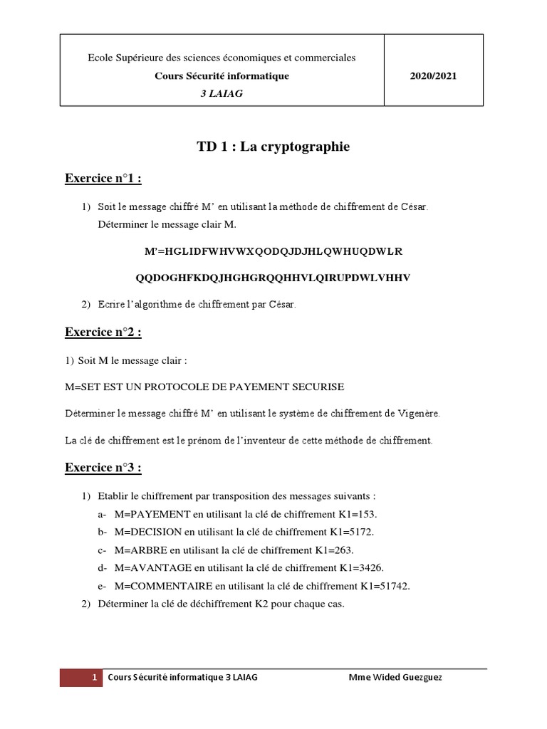 Chiffrement et algorithmes en cryptographie | PDF | Cryptage | Chiffre ...