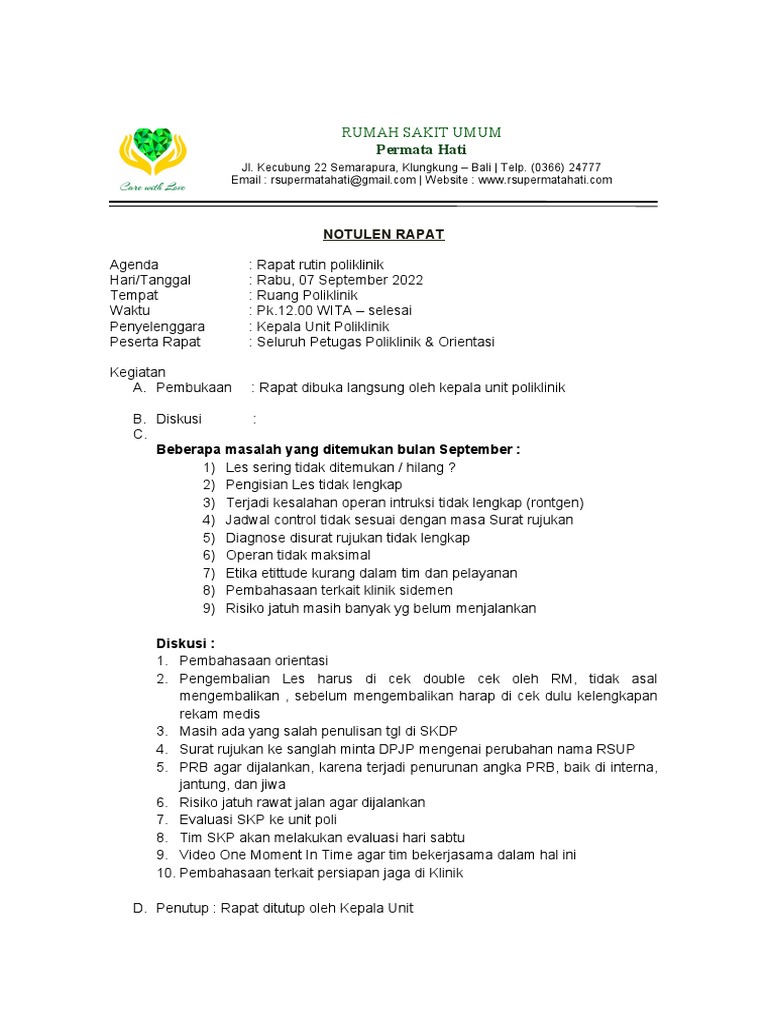 Notulen Rapat | PDF