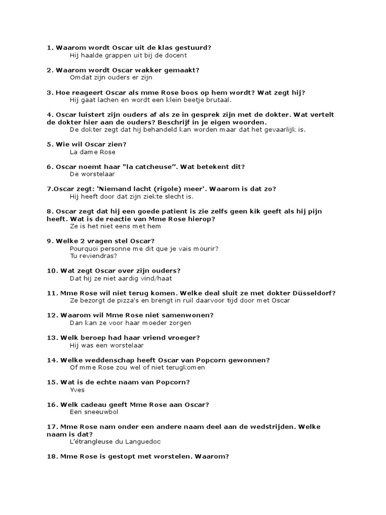 Oscar Et La Dame Rose | PDF