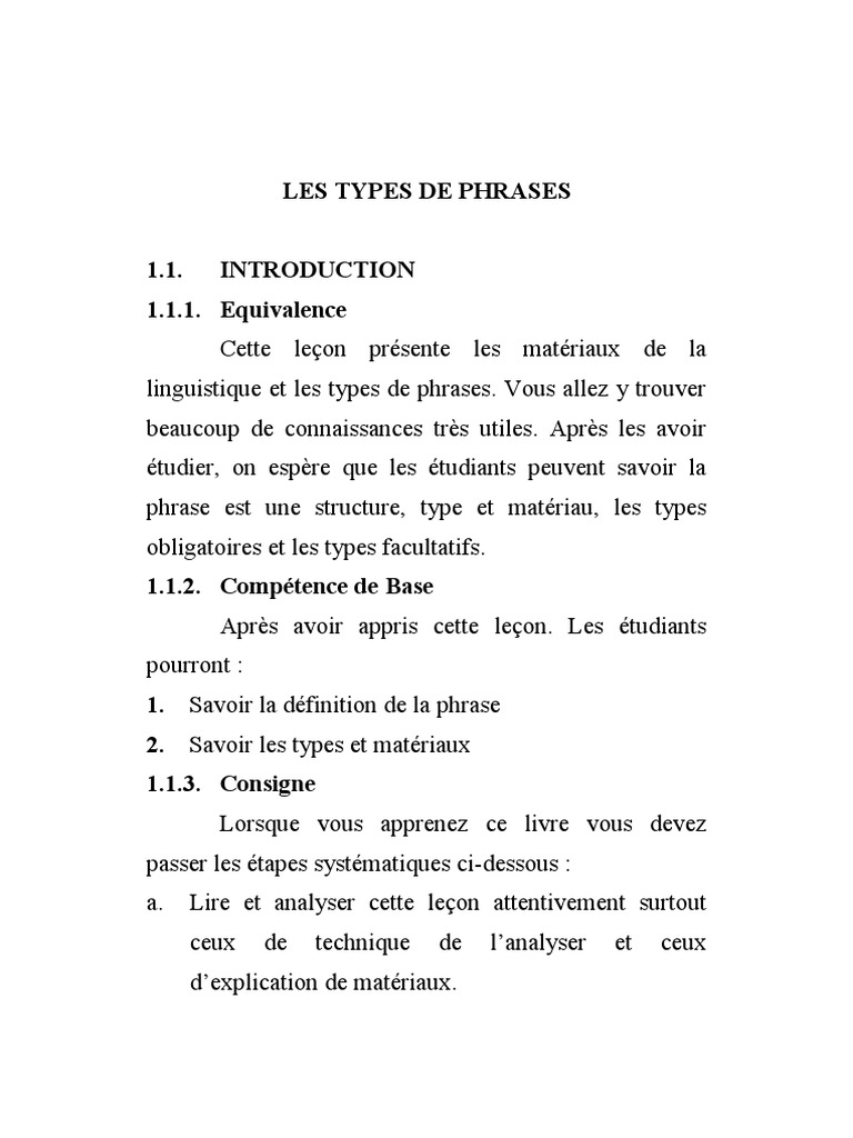 Types et Structure des Phrases | PDF | Phrase | Question