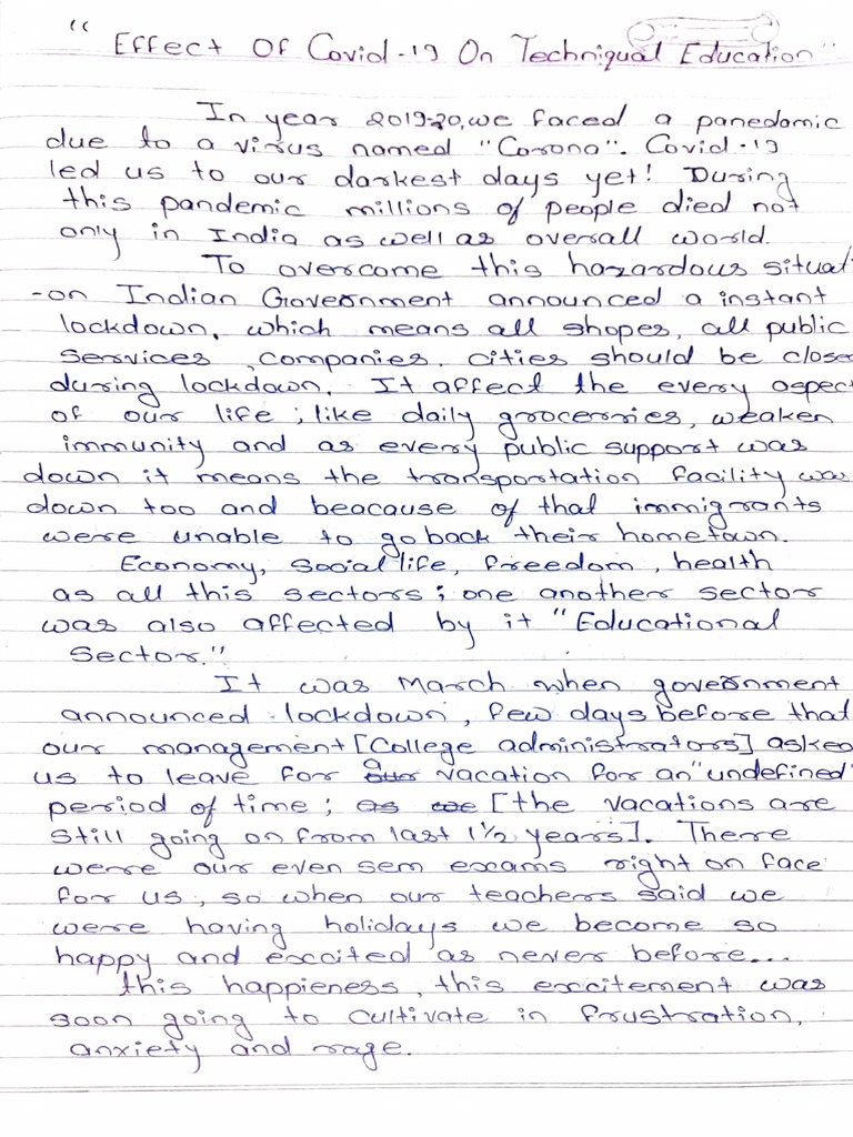 Effect of Covid-19 'Essay | PDF
