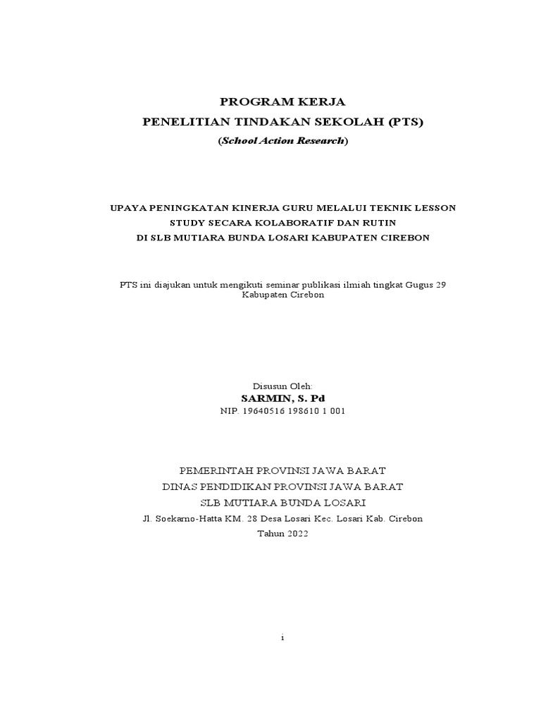 Program Kerja PTS | PDF