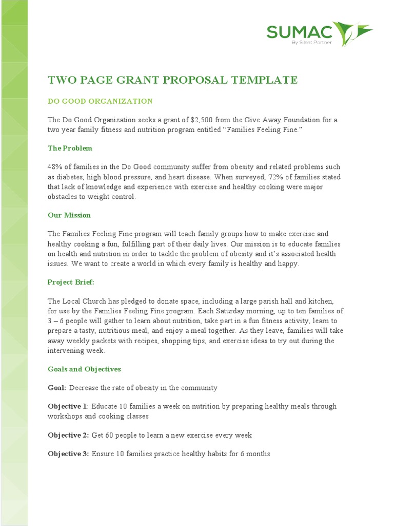 Two Page Grant Proposal Template | PDF Two Page Grant Proposal Template | PDF