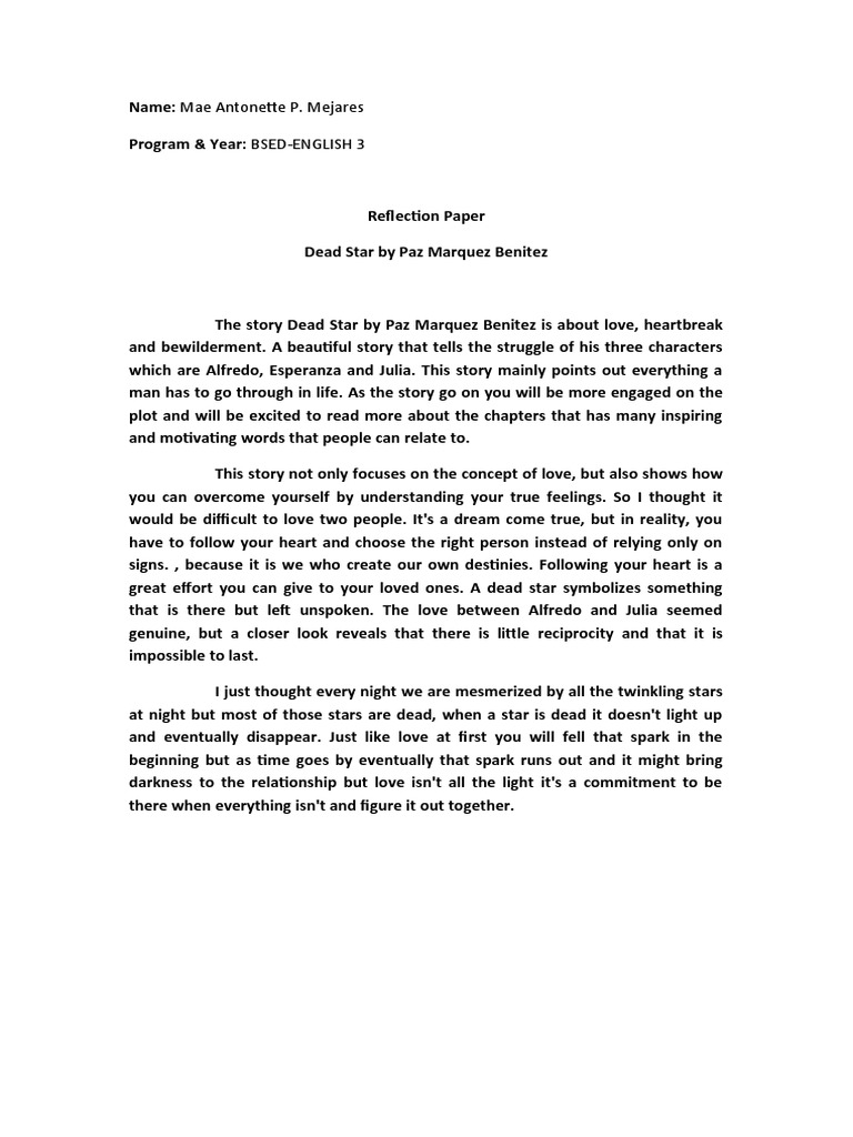 Reflection Paper Dead Star | PDF