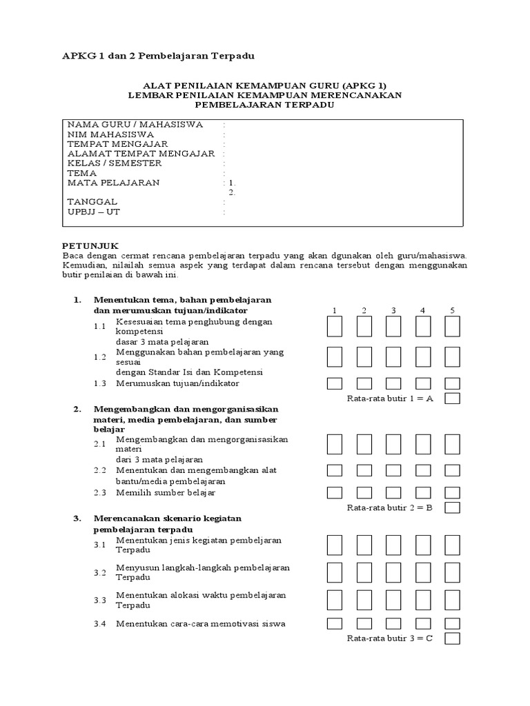 Apkg 1 Dan 2 Pembelajaran Terpadu | PDF