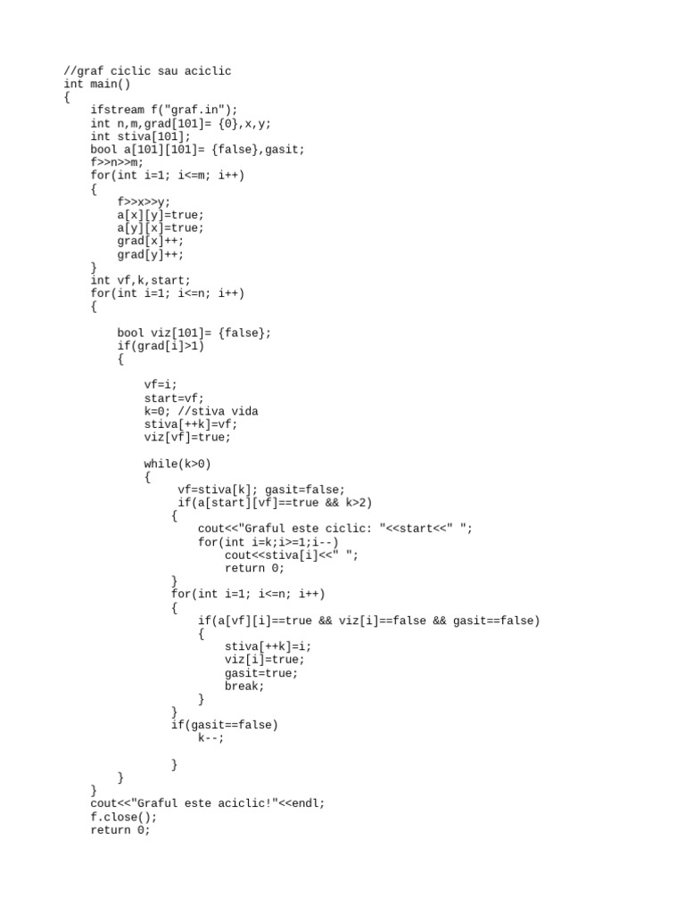 Graf Ciclic Sau Aciclic | PDF