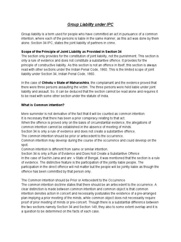 Group Liability Under IPC | PDF