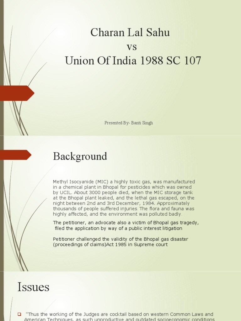 Charan Lal Sahu Vs Union of India 1988 | PDF