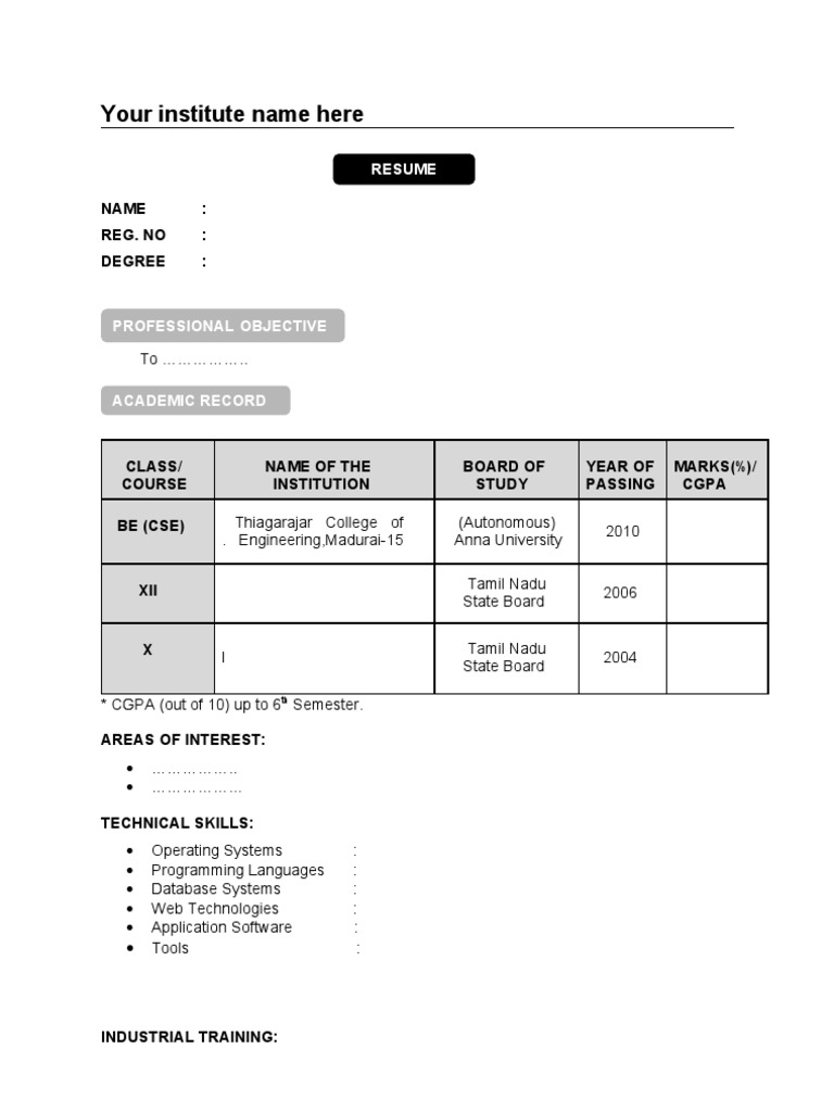 CSE Graduate Resume Template | PDF