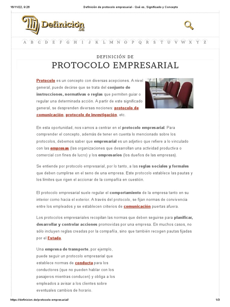 Definición de Protocolo Empresarial - Qué Es, Significado y Concepto | PDF | Business ...
