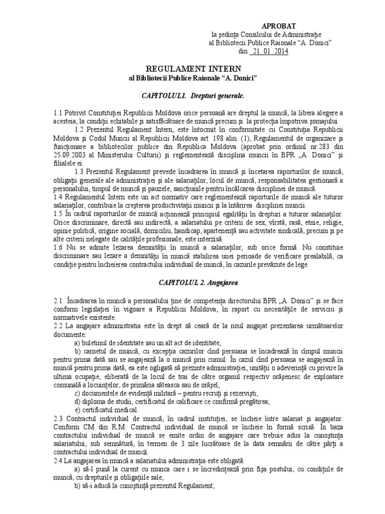 Regulament Intern | PDF