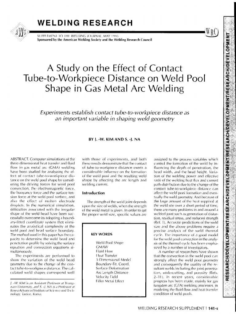 A Study On The Effect of Contact Tube-to-Workpiece Distance On Weld ...
