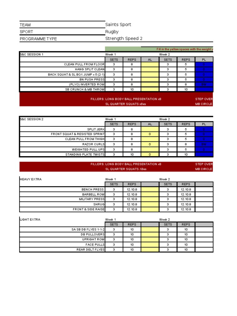 Rugby Strength and Conditioning Plan | PDF