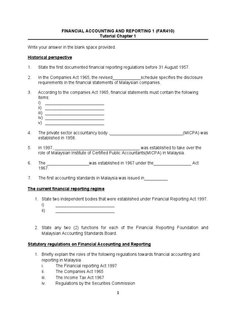 Far410 Tutorial Chapter 1 Question | PDF
