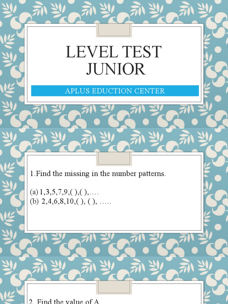 Junior Level Test | PDF | Teaching Methods & Materials