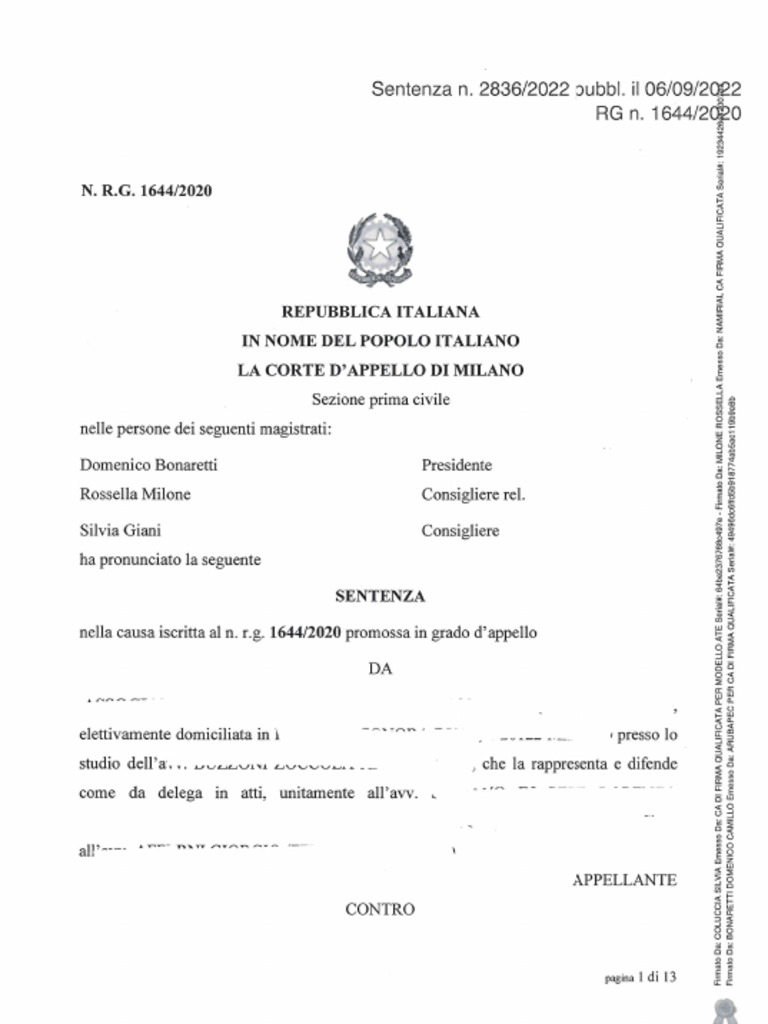 Corte Appello Milano Tasso Floor Nullità Richiesta Rimborso | PDF