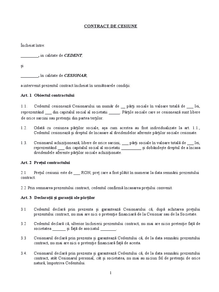 Cesiune Parti Sociale | PDF