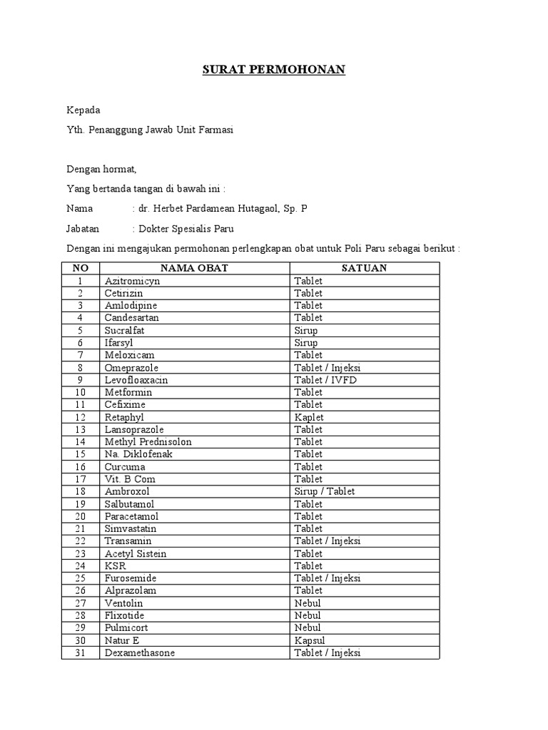 SURAT PERMOHONAN Maret 2021 | PDF