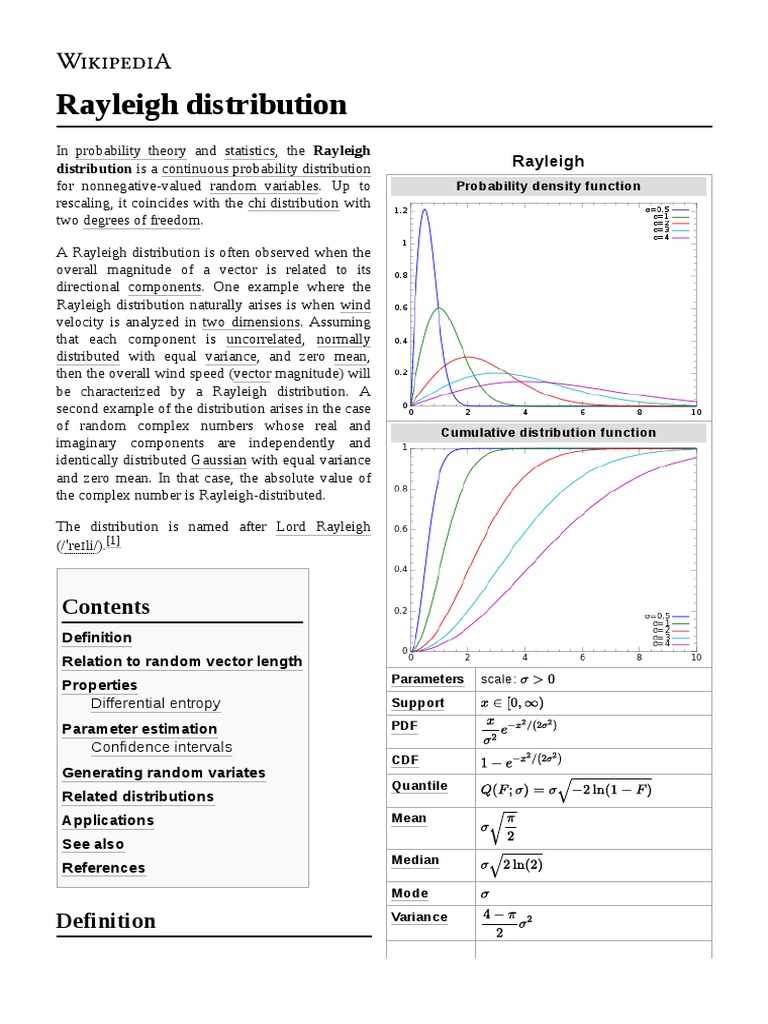 Rayleigh Distribution | PDF | Probability | Statistical Theory