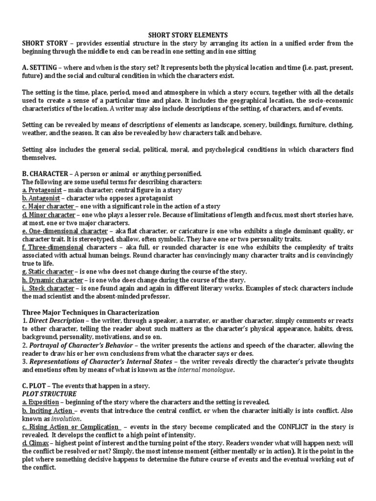 Short Story Elements | PDF | Plot (Narrative) | Narration