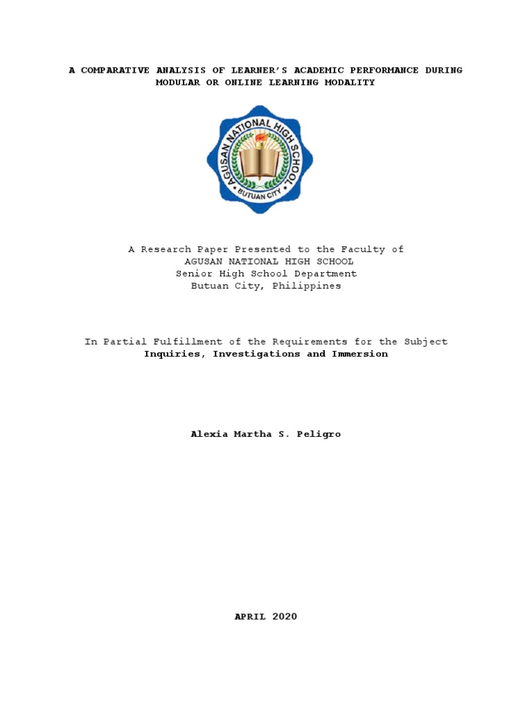 A Comparative Analysis of Student Performance in A Modular and Online ... A Comparative Analysis of Student Performance in A Modular and Online ...