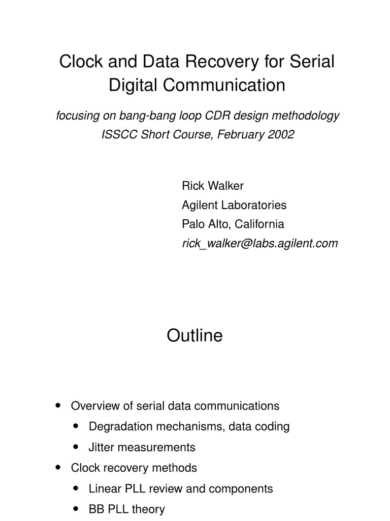 Clock and Data Recovery For Serial Digital Communication | PDF ...