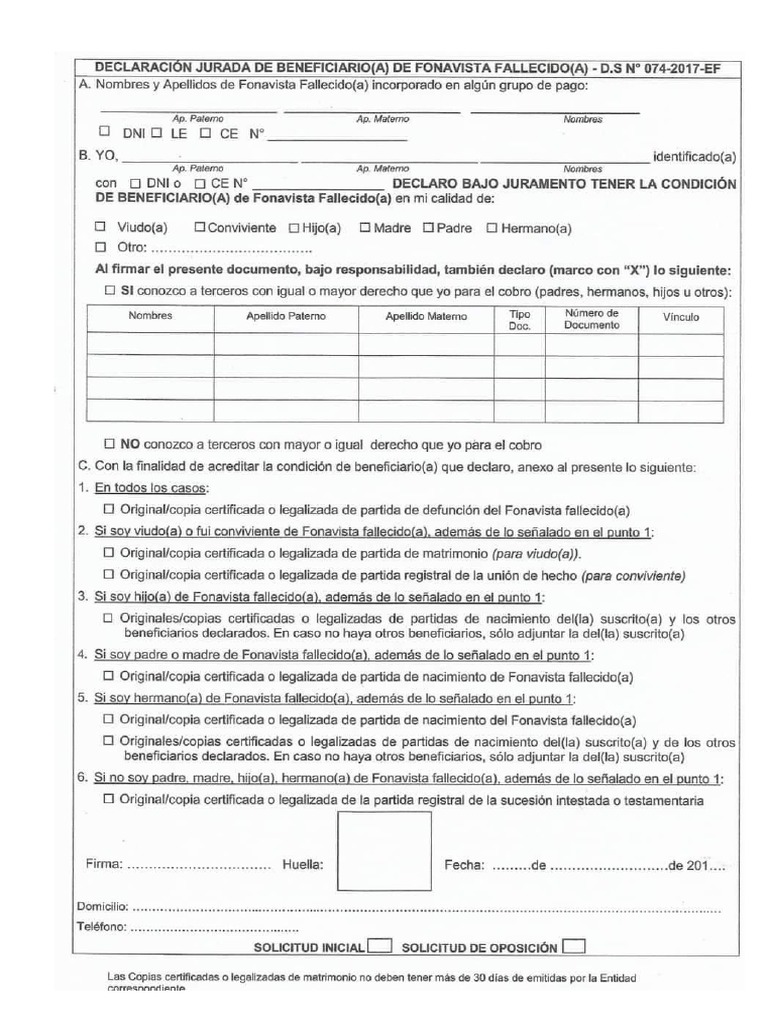 formulario fonavi | PDF