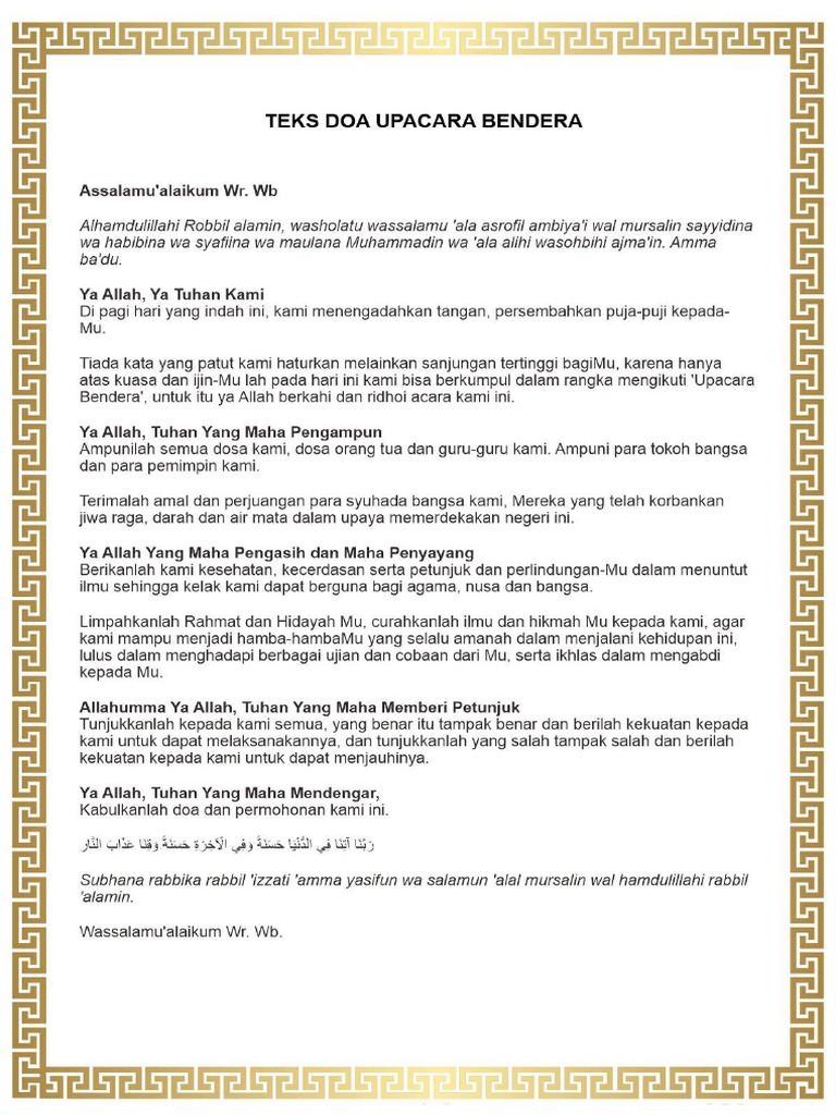 Teks Doa Upacara Bendera Hari Senin - Masagipedia | PDF