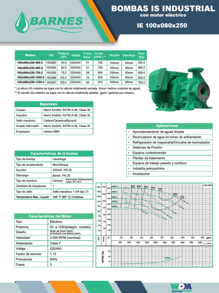 Ficha Tecnica Bombas | PDF