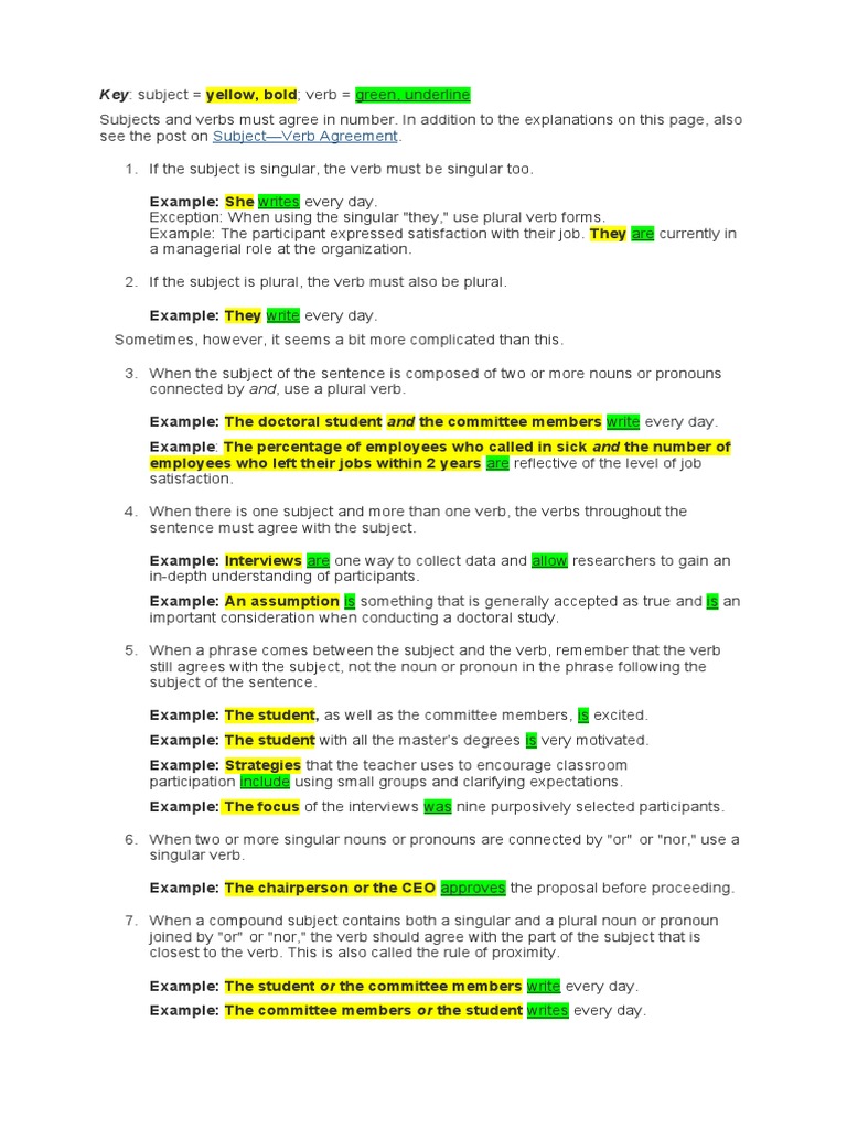 Subject Verb Agreement | PDF