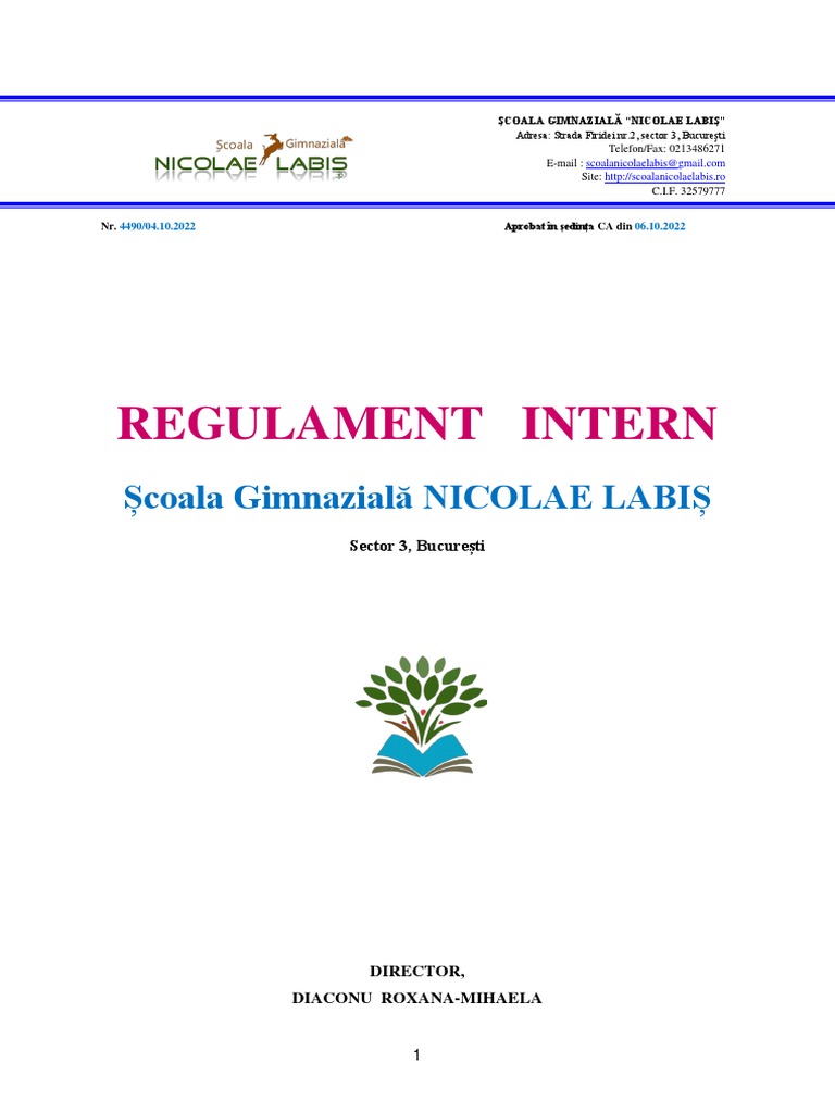 Regulament Intern ȘGNL | PDF