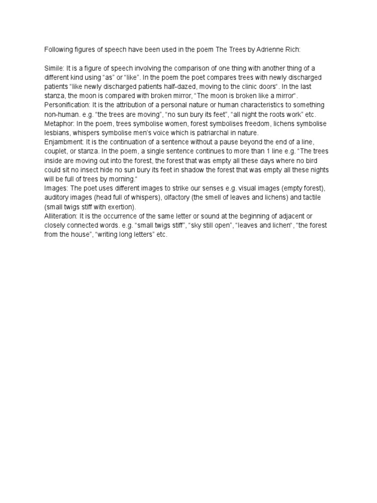 The Trees Literary Devices | PDF