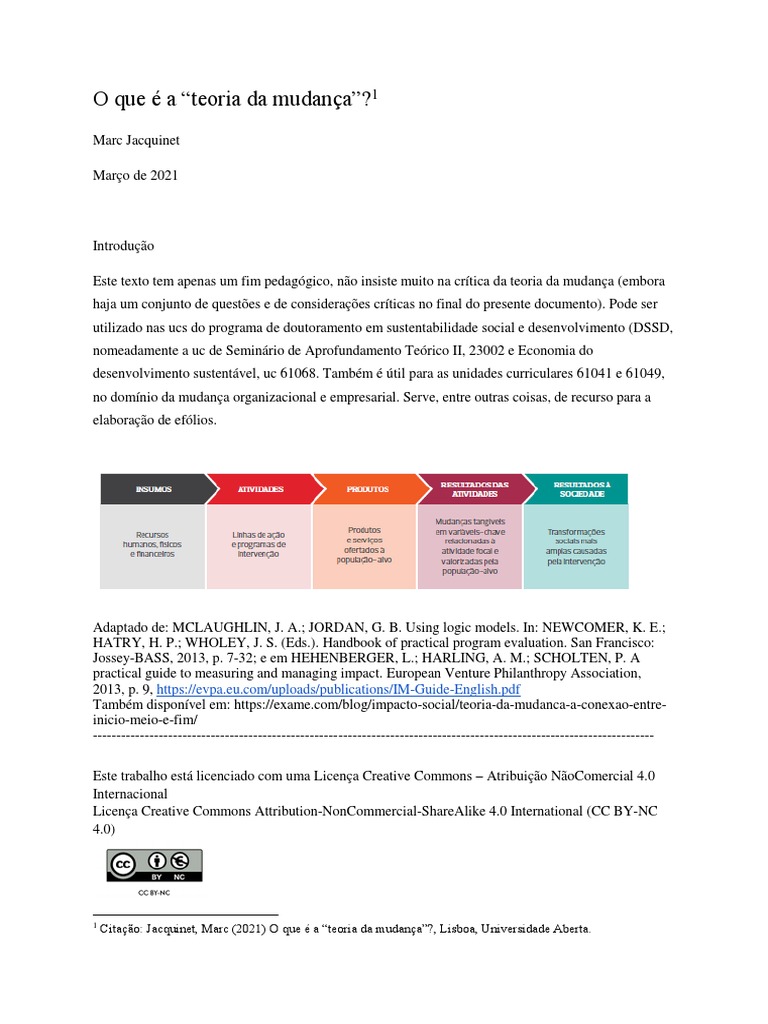 O Que É A Teoria Da Mudança | PDF | Teoria | Economia