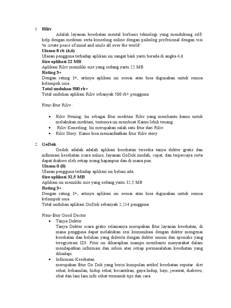 Review Aplikasi Riliv Dan GoDok | PDF