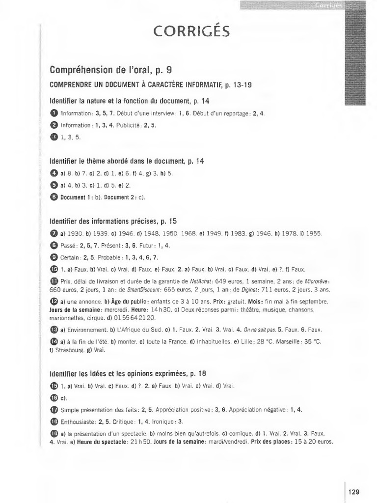 PrÇparation A L'Examen Du DELF B1 CorrigÇs | PDF | Jeux et activités ...