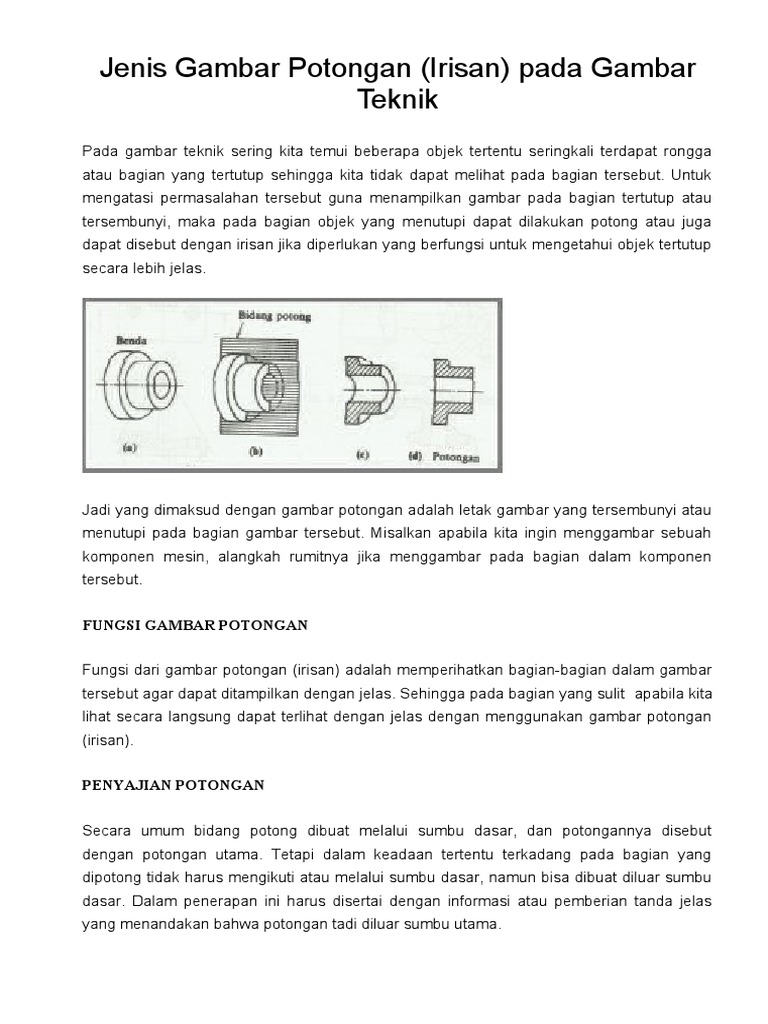 Jenis dan Fungsi Gambar Potongan Teknik | PDF | Griya & Taman