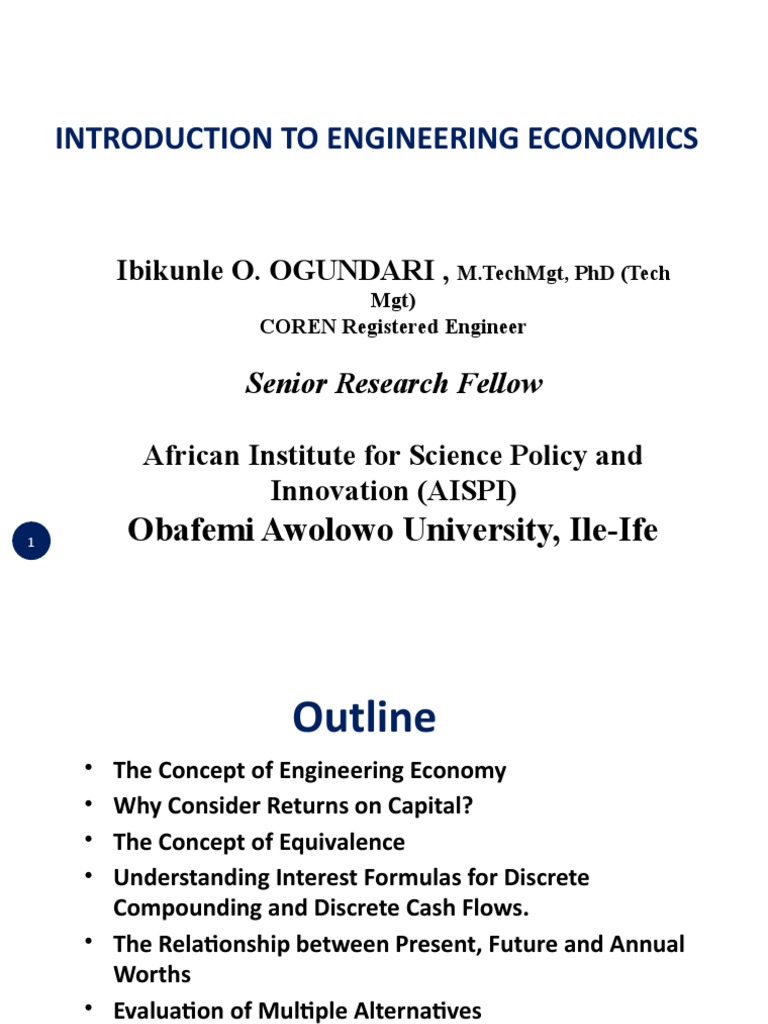 TPD 501 Engr Economy Note | PDF | Interest | Economies