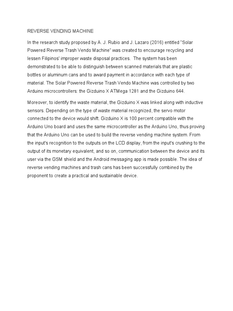 Reverse Vending Machine | PDF