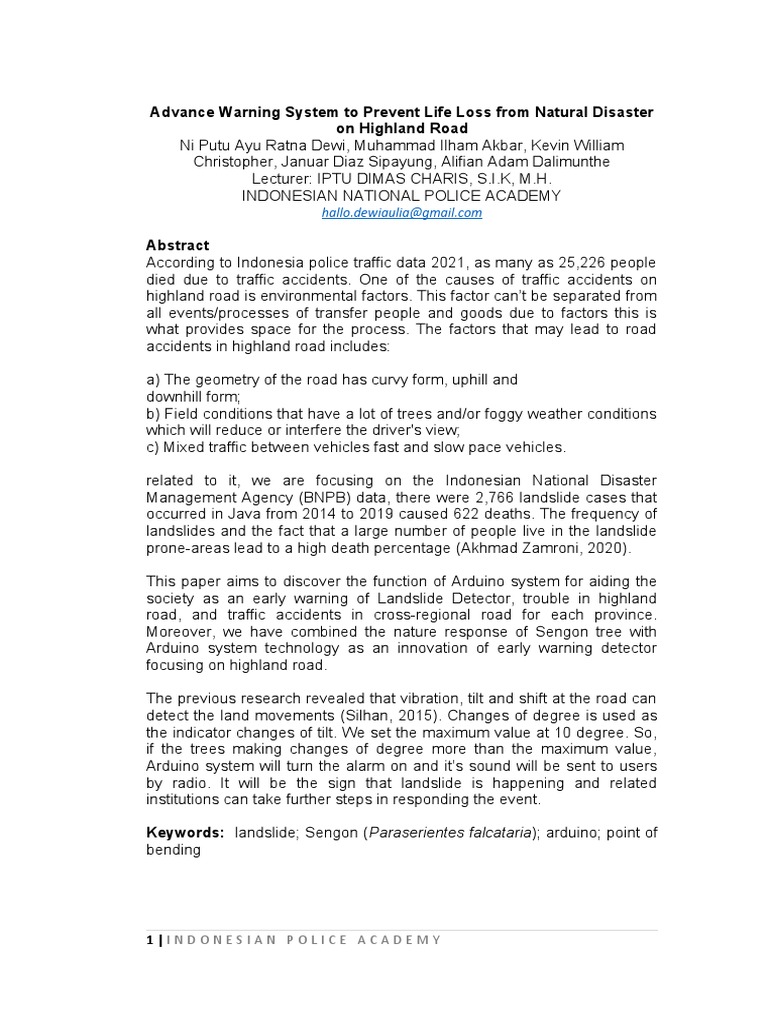 Arduino Landslide Early Warning System | PDF