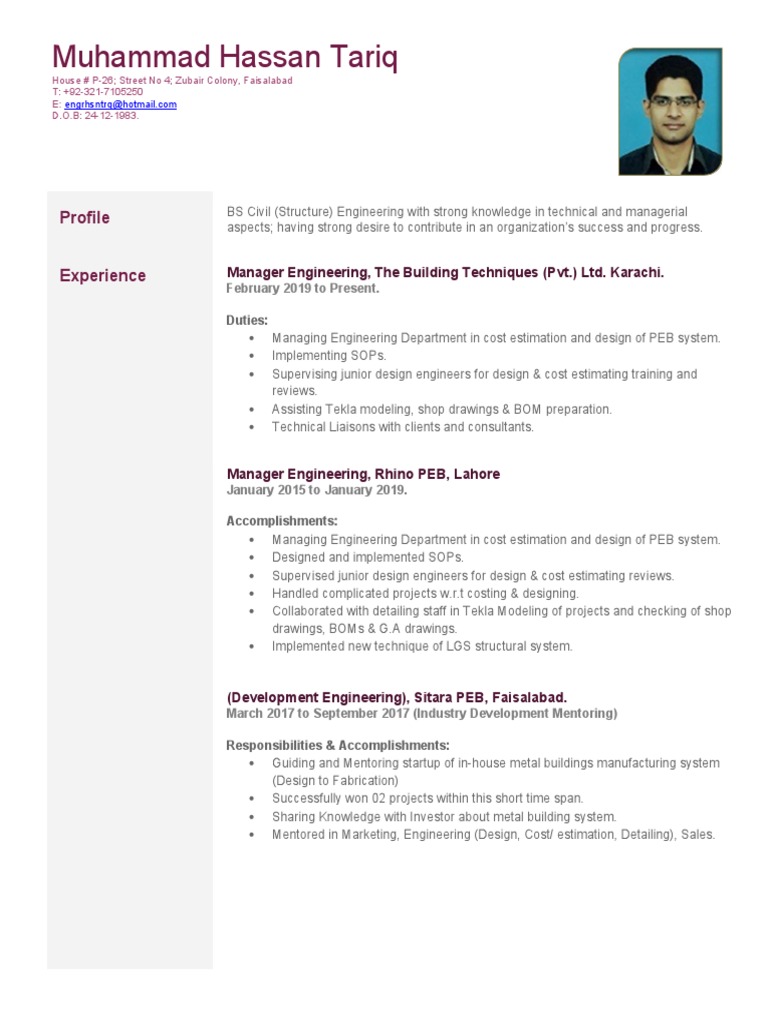Hassan Tariq Resume PDF | PDF | Engineer | Engineering