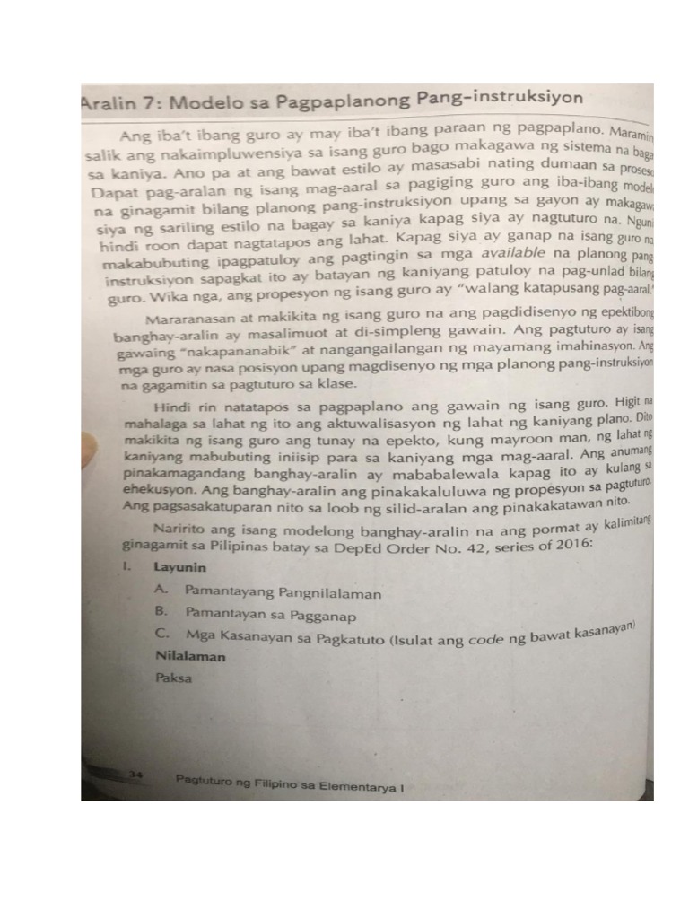 Aralin 7 8 Modelo Sa Pagpaplanong Pang Instruksyon at Pagpapaunlad NG Pagpaplanong Instruksyo | PDF