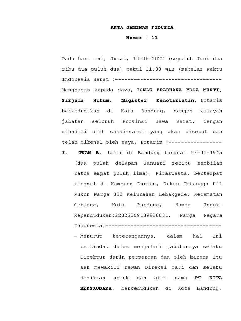 Akta Fidusia | PDF | Hukum