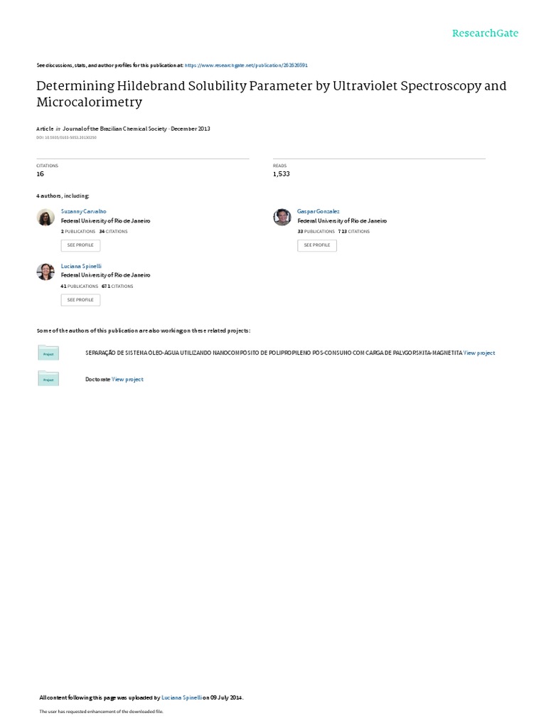 Determining Hildebrand Solubility Parameter by Ult | PDF | Física ...